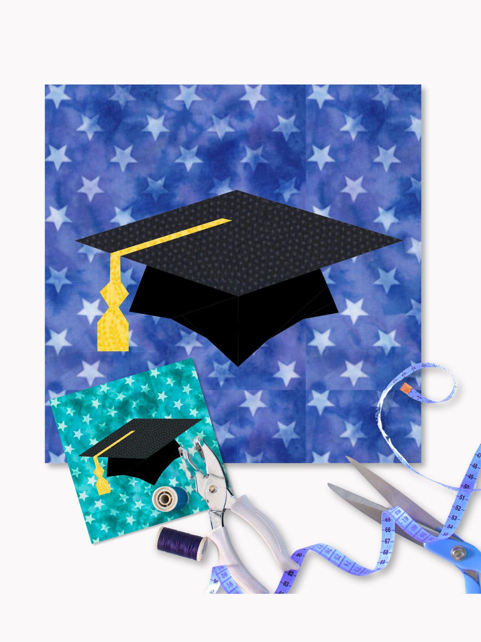 Mortarboard Quilt Block Pattern: Graduation Cap FPP (PDF Download) - Etsy