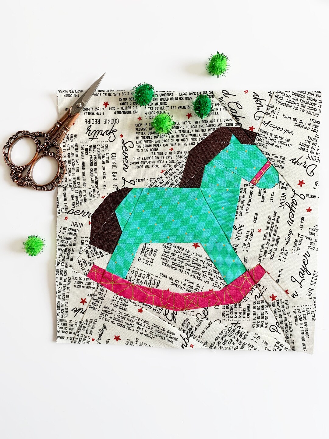 Rocking Horse Quilt Block, 5 Sizes PDF Instant Download, Foundation ...