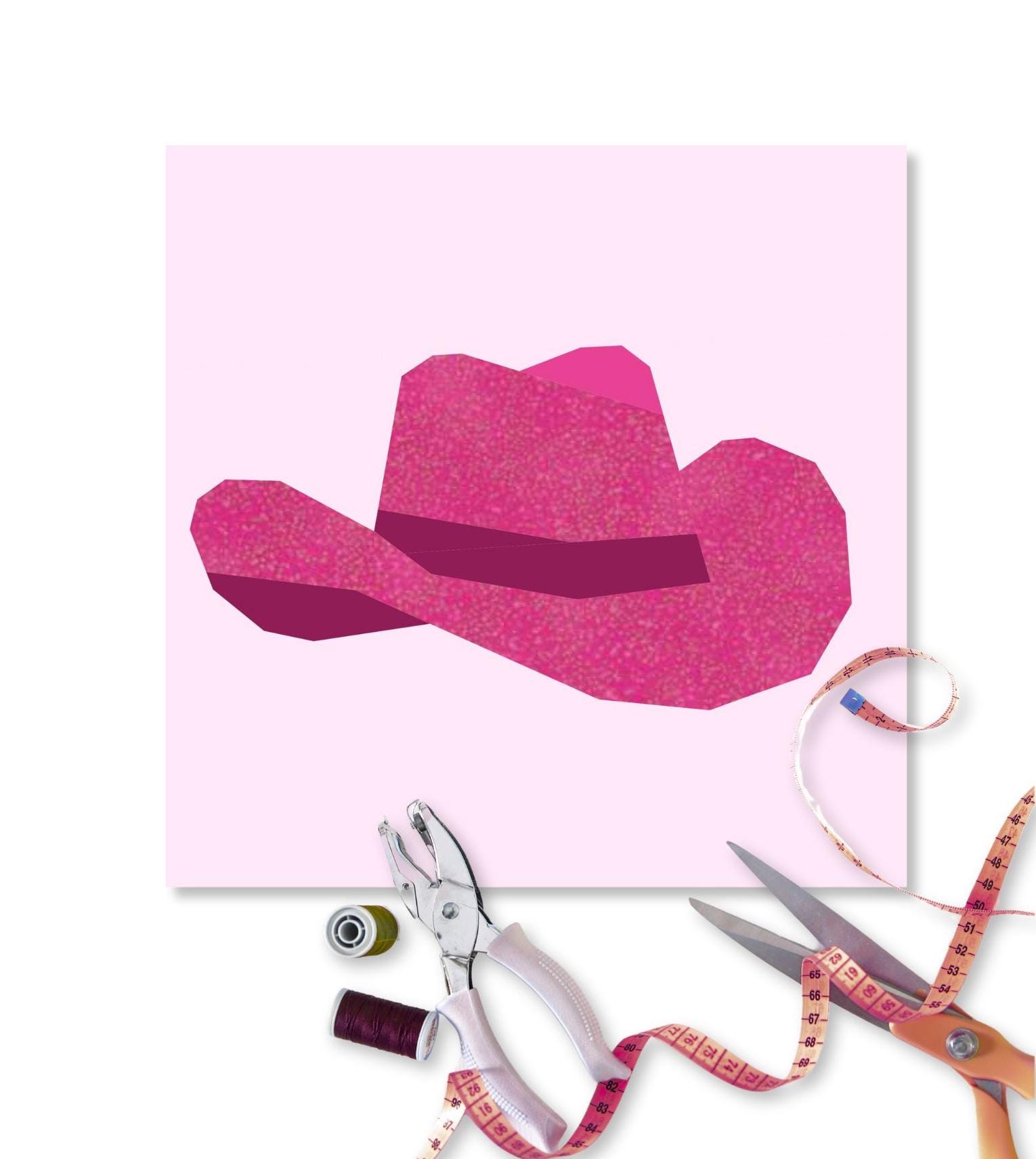 Cowboy Hat Quilt Block, 5 Sizes PDF Instant Download, FPP Patchwork ...