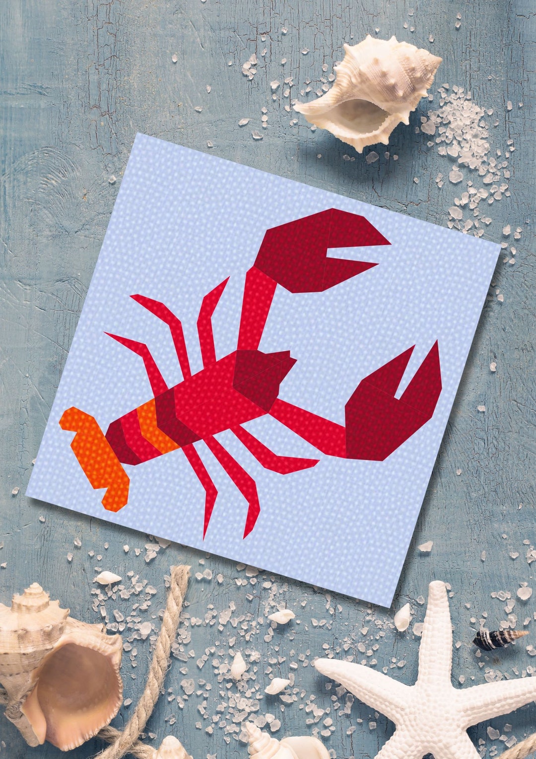 Lobster Quilt Block Pattern, 4 Sizes PDF Instant Download, Nautical ...