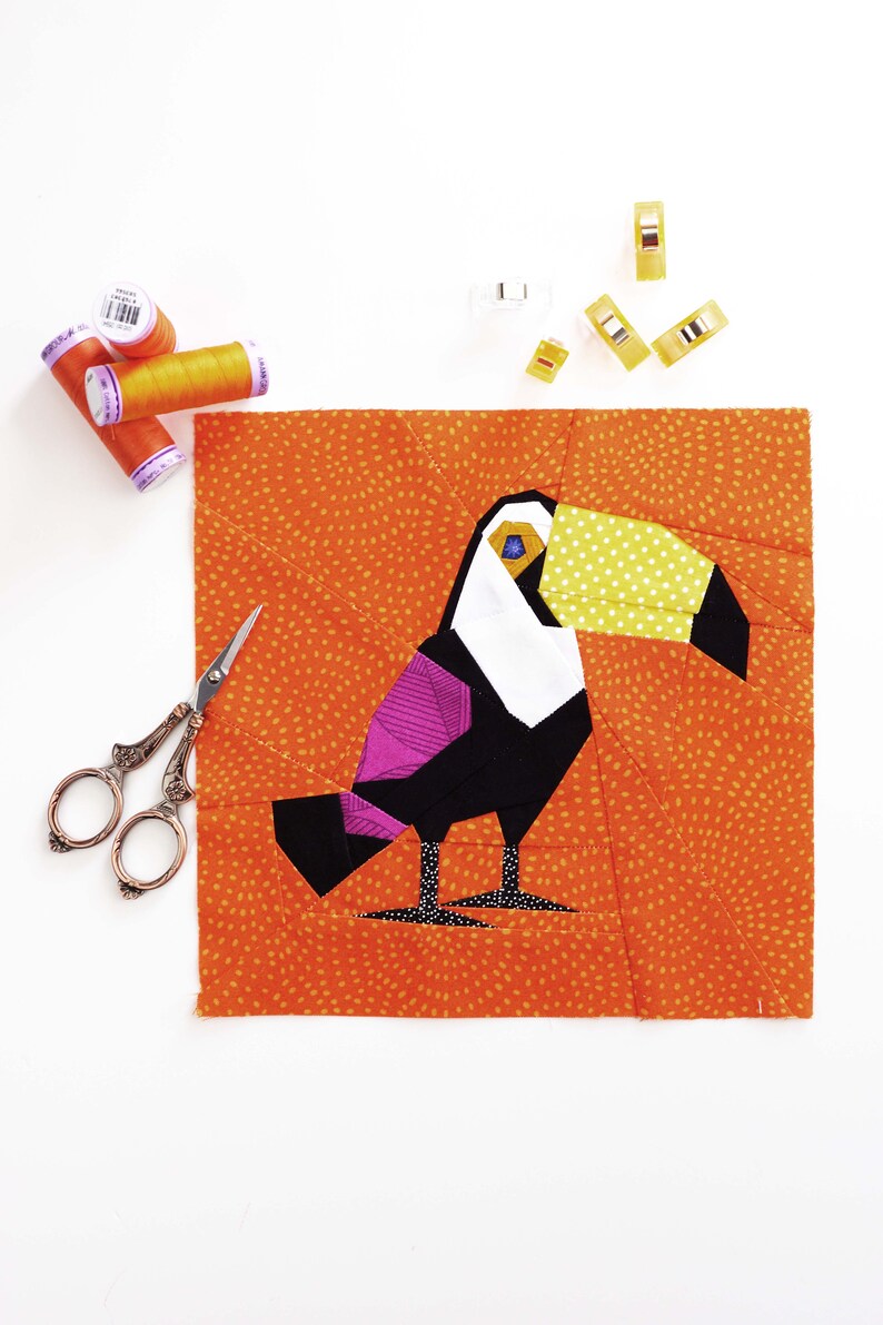 Toucan Quilt Block Pattern, PDF Instant Download, Foundation Paper ...