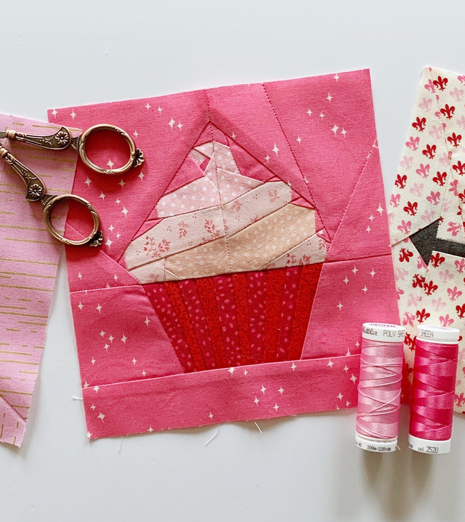 Cupcake Quilt Block Pattern, 4 Sizes PDF Instant Download, Foundation ...