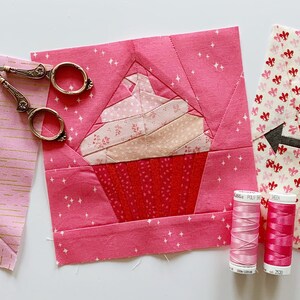 Cupcake Quilt Block Pattern, 4 Sizes PDF Instant Download, Foundation ...