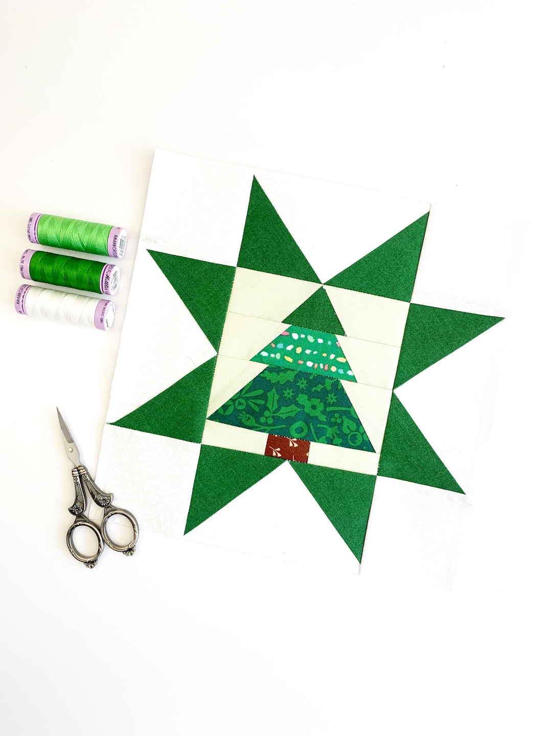 Tree in Star, 5 Sizes PDF Instant Download, Foundation Paper Piecing ...