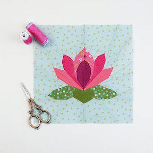 Lotus Flower Quilt Block Pattern: Auspicious Symbols (PDF Download) - Etsy