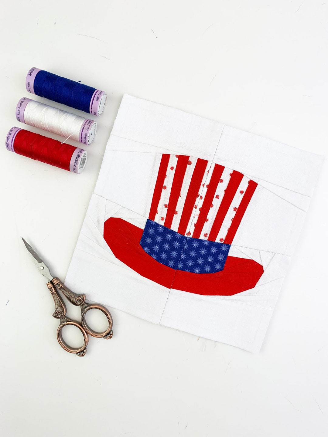 Uncle Sam Hat Quilt Block: Patriotic Star FPP Pattern (PDF Download) - Etsy
