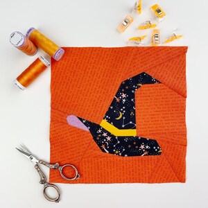 Witch Hat Quilt Block Pattern, 5 Sizes, Halloween FPP (PDF Download) - Etsy