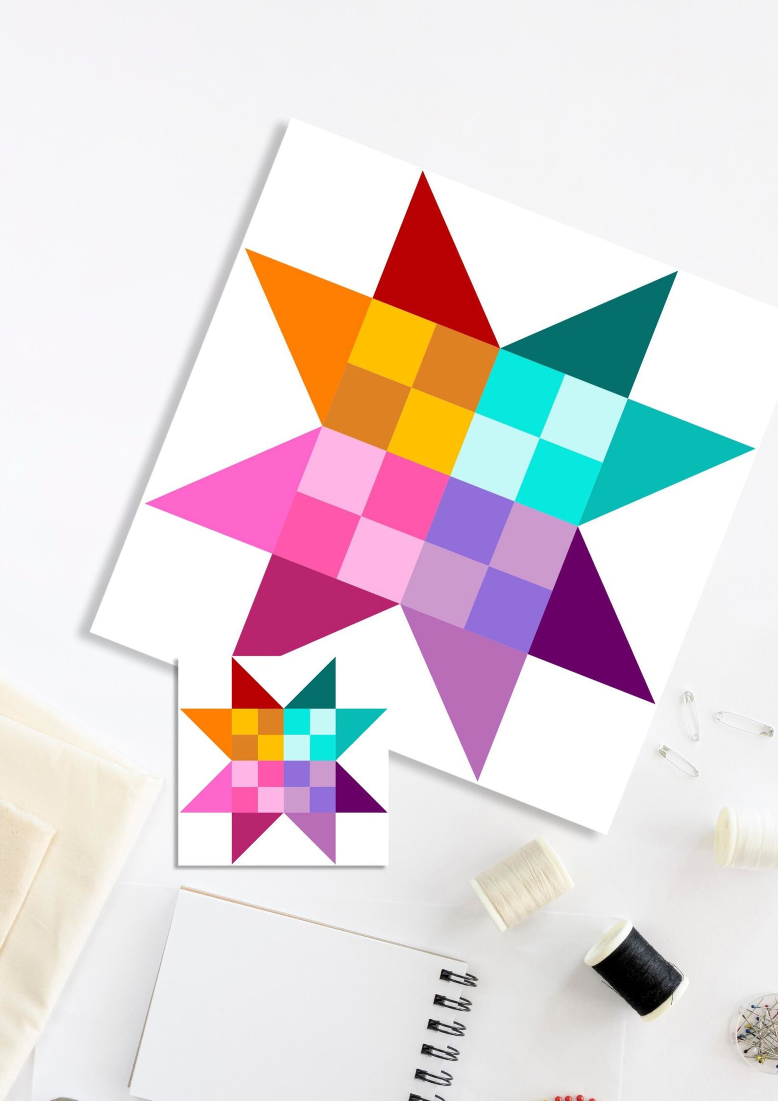 Sawtooth Star, 5 Sizes PDF Instant Download, Quilted Woven Star Quilt ...