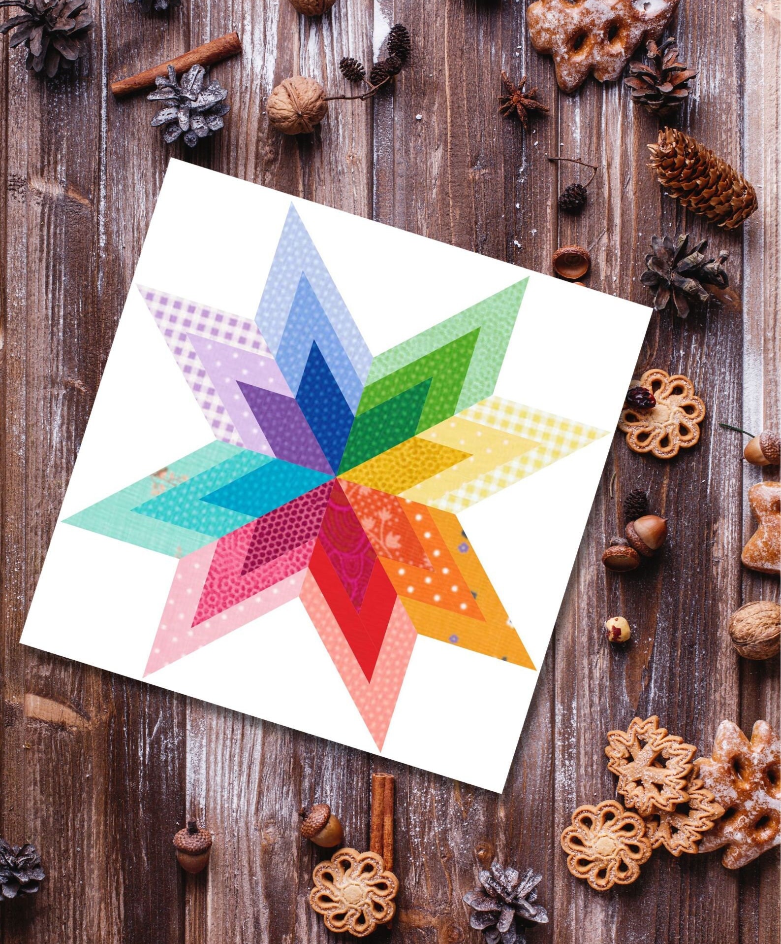Triple Star Quilt Block, 4 Sizes PDF Instant Download, Foundation Paper ...