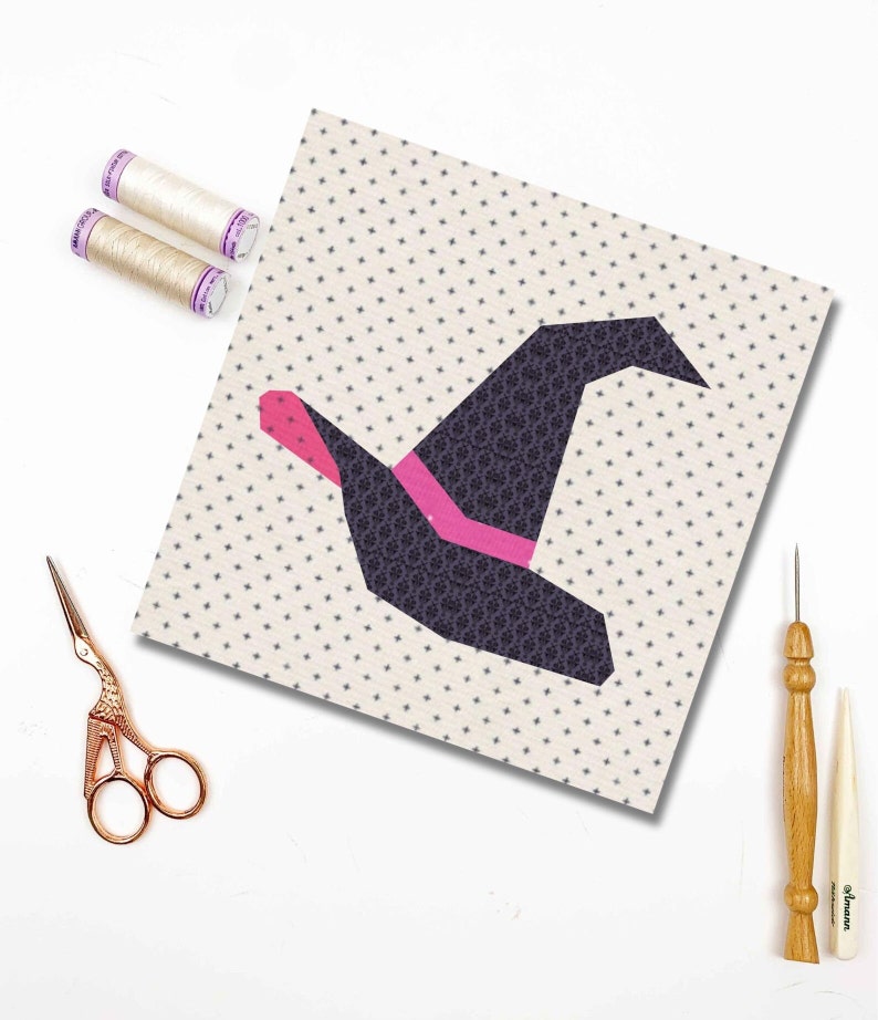 Witch Hat Quilt Block Pattern, 5 Sizes, Halloween FPP (PDF Download) - Etsy