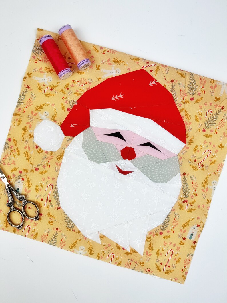 Santa Claus Quilt Block, 4 Sizes PDF Instant Download, Foundation Paper ...