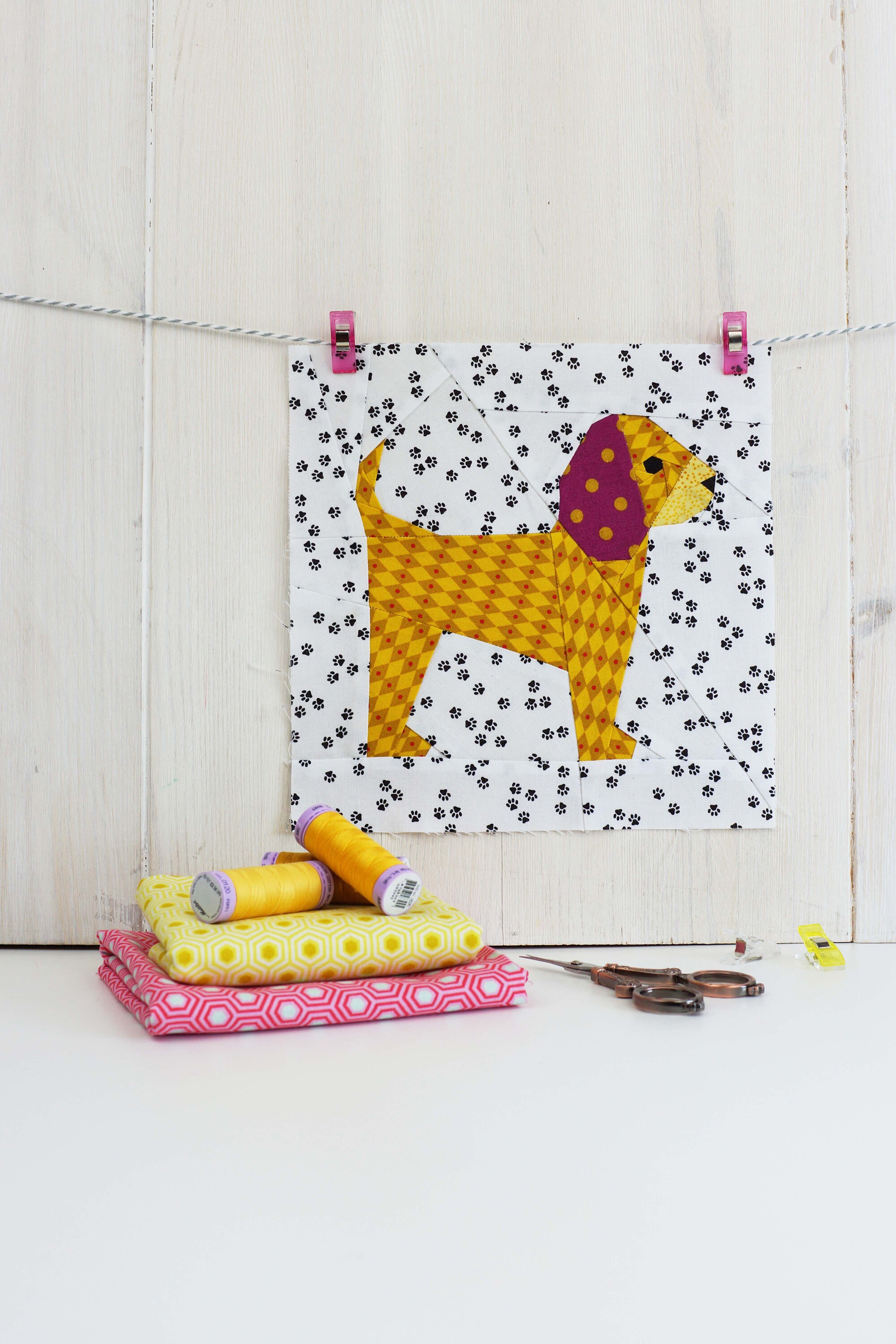 Dog Quilt Block Pattern PDF Instant Download Patchwork | Etsy