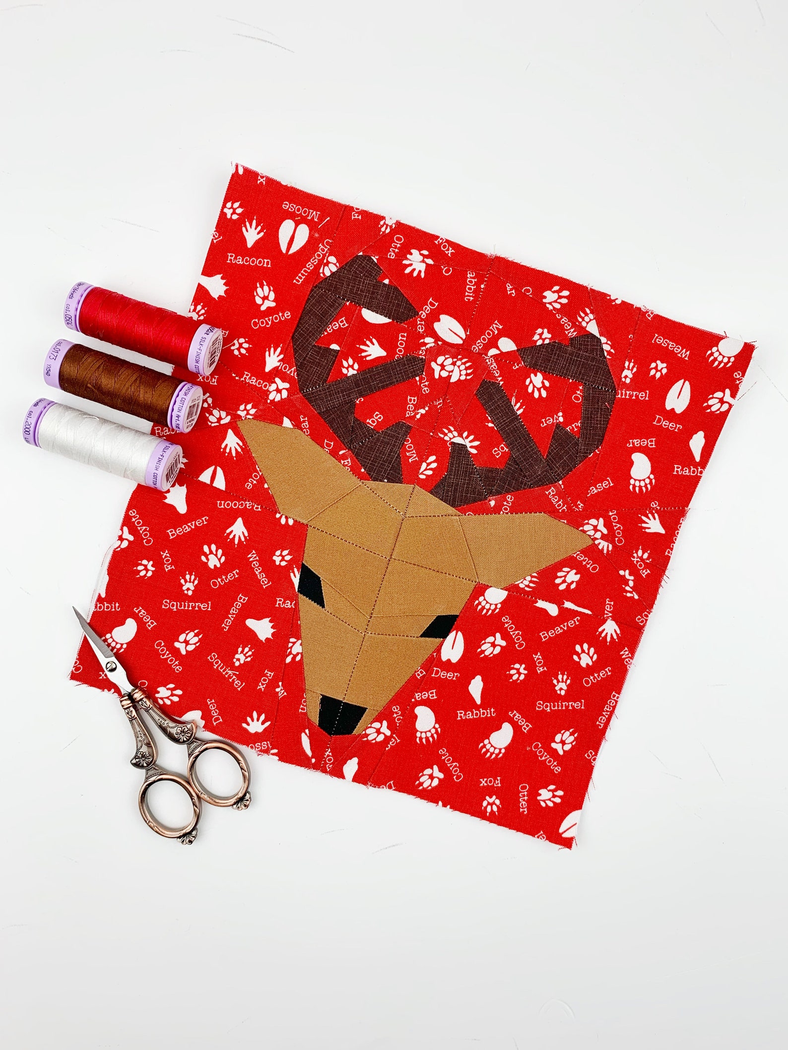 Reindeer Quilt Block Pattern Reindeer Head Pattern PDF - Etsy