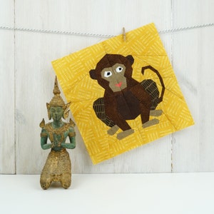 Monkey Quilt Block Pattern, PDF Instant Download, Foundation Paper ...
