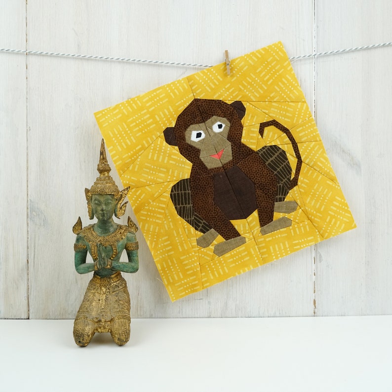 Monkey Quilt Block Pattern PDF Instant Download Patchwork | Etsy