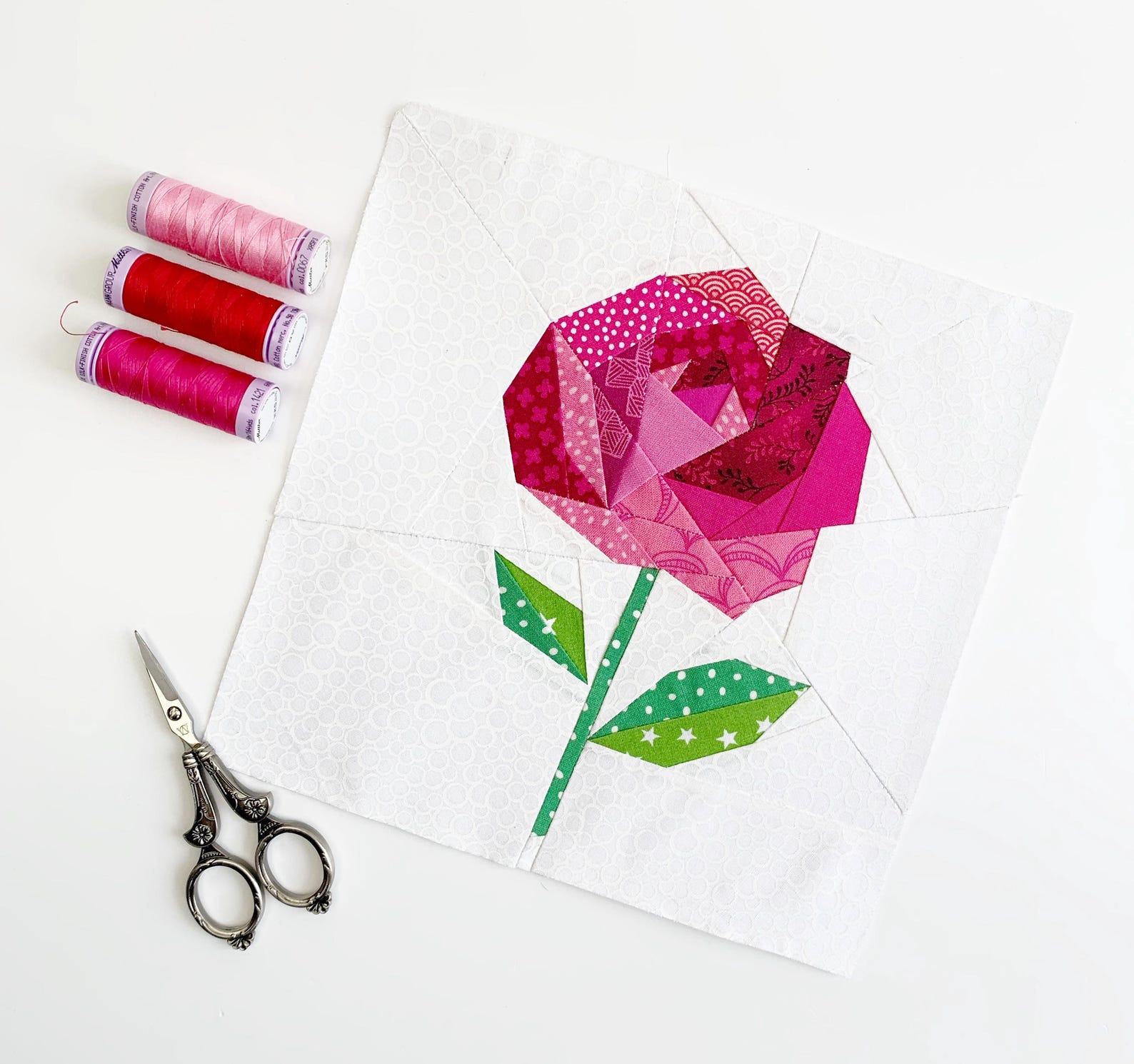 Rose 5 Sizes Quilt Block Pattern: Foundation Paper Piecing (PDF ...