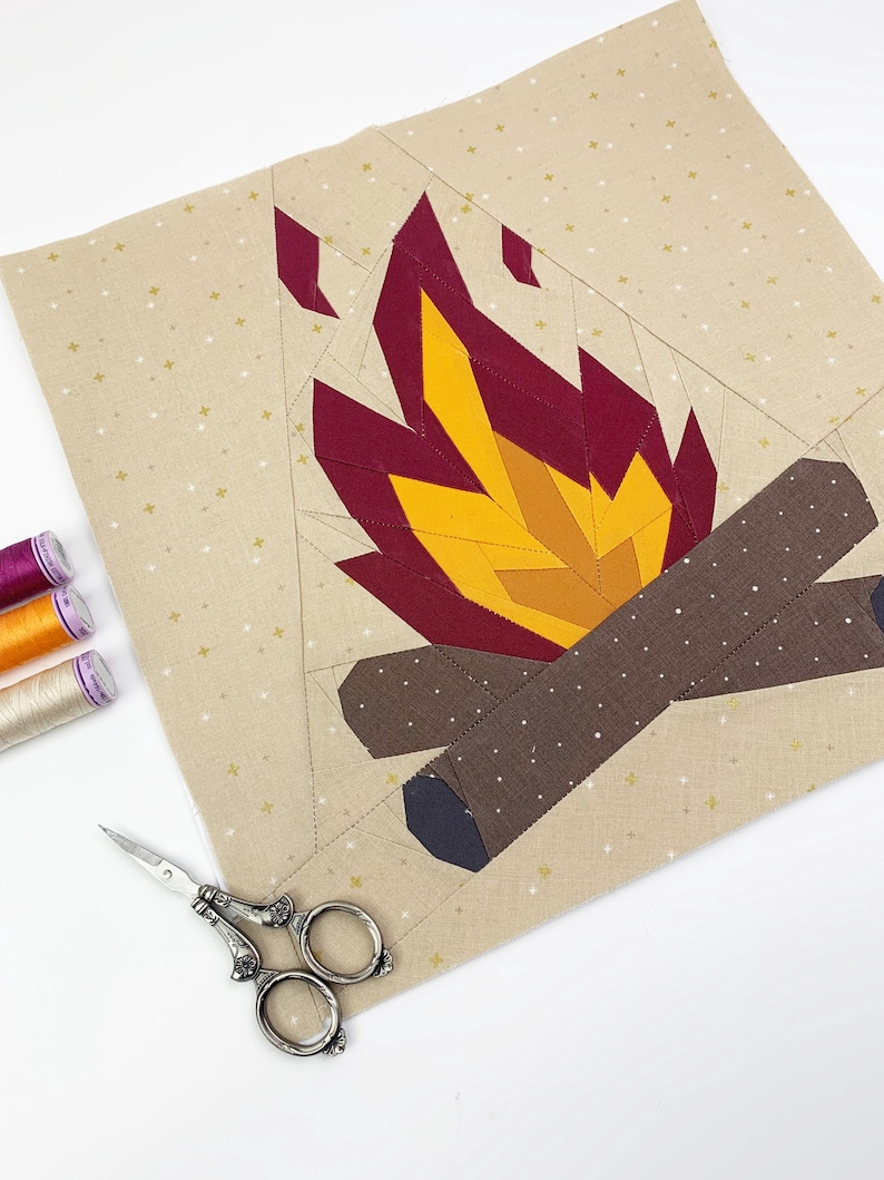 Campfire Quilt Block, 4 Sizes PDF Instant Download, FPP Patchwork ...