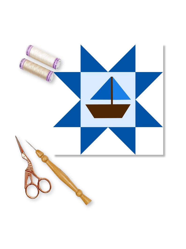 Boat in a Star 5 Sizes Quilt Block Pattern: Foundation Paper Pieced ...