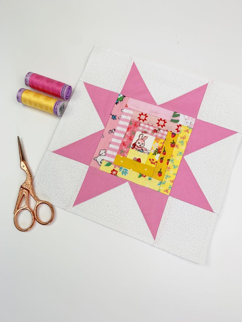 Log Cabin Star Quilt Block: Sawtooth Foundation Paper Piecing Pattern ...
