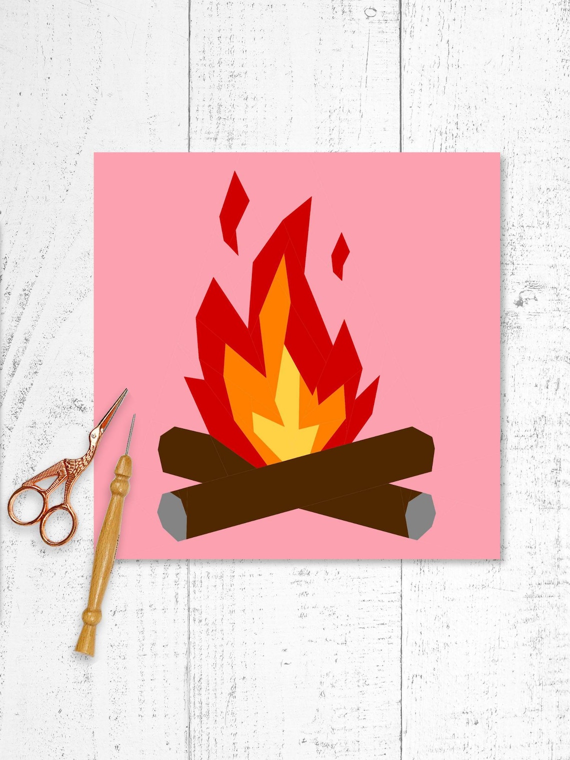 Campfire Quilt Block, 4 Sizes PDF Instant Download, FPP Patchwork ...