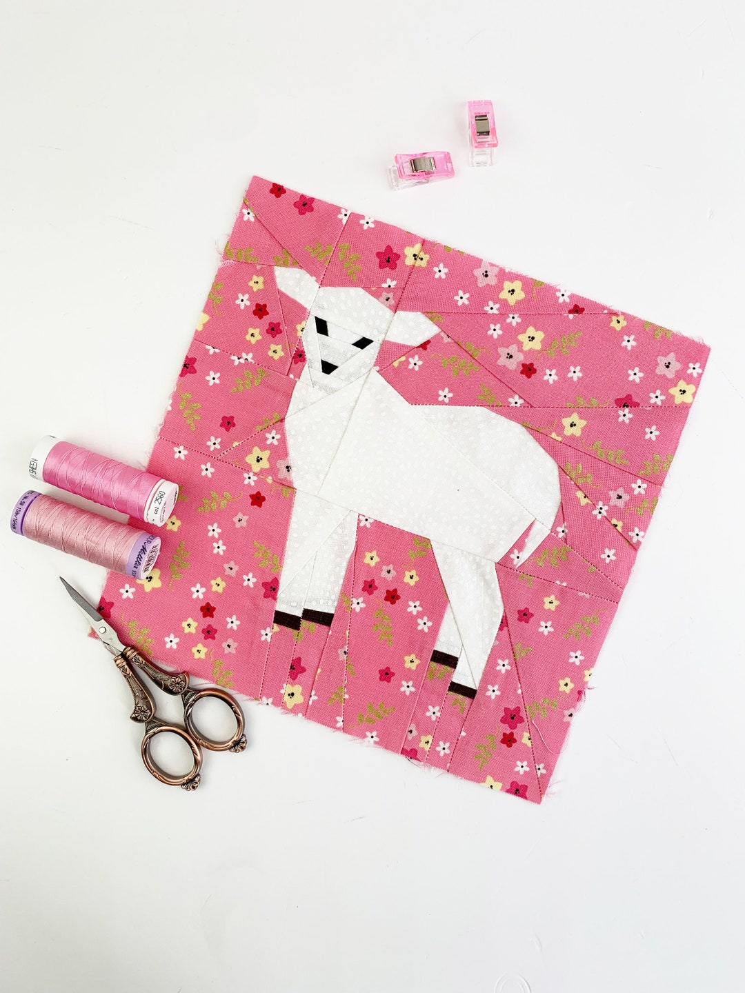Baby Lamb Quilt Block Pattern, PDF Instant Download, Foundation Paper ...