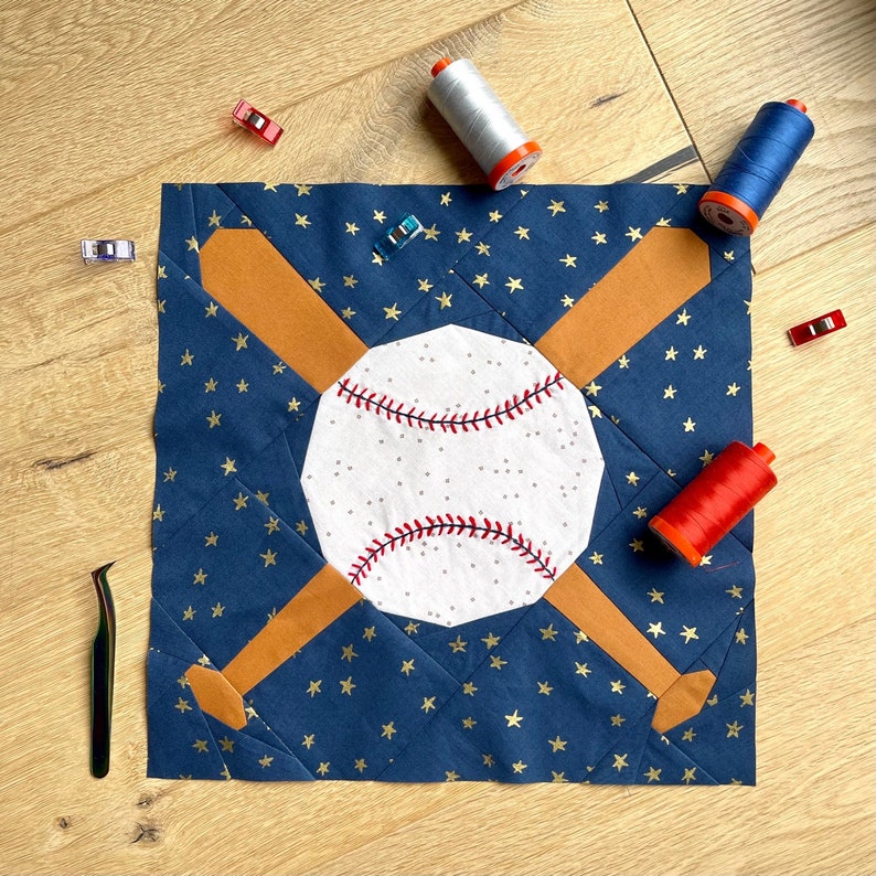 Baseball and Bats Quilt Block Pattern: Sports FPP (PDF Download) - Etsy