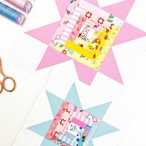 Log Cabin Star Quilt Block: Sawtooth Foundation Paper Piecing Pattern ...