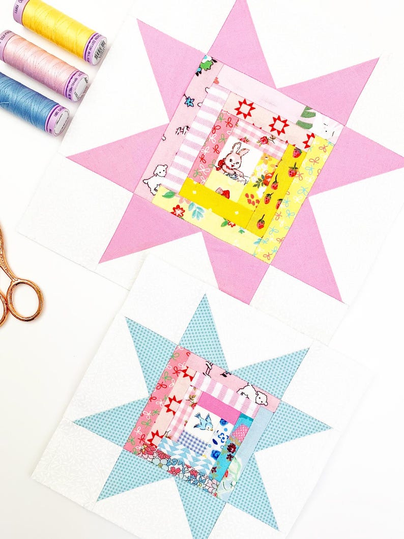 Log Cabin Star Quilt Block: Sawtooth Foundation Paper Piecing Pattern ...