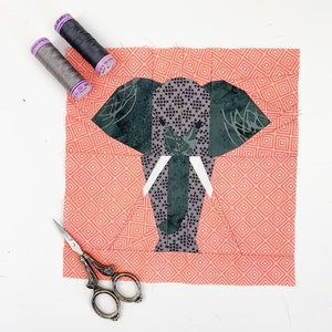 Elephant Quilt Block Pattern, 3 Sizes PDF Pattern Instant Download, Foundation Paper Piecing ...