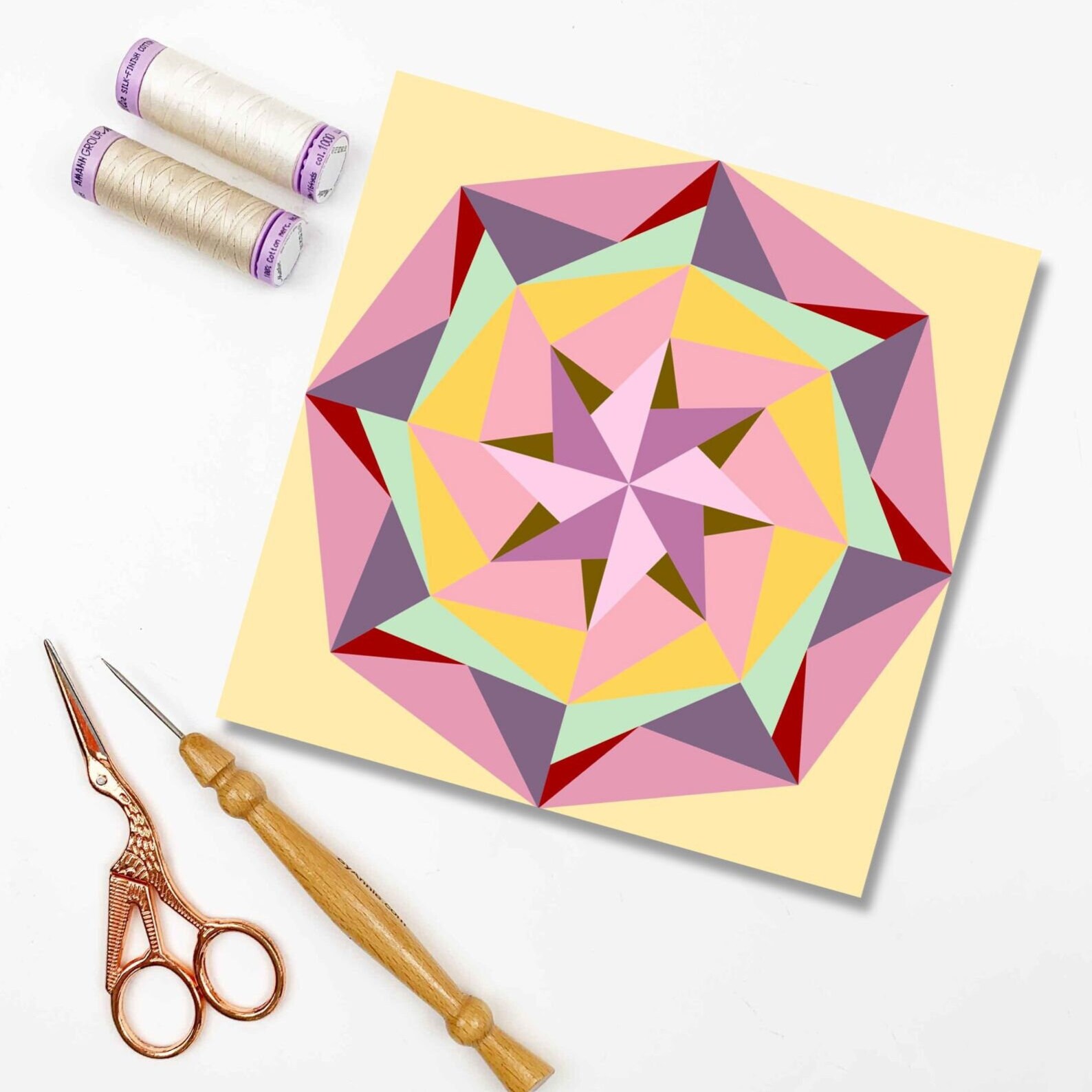 Kaleidoskop Windrad Stern Quilt-Block, 4 Größen, PDF-Sofort-Download ...