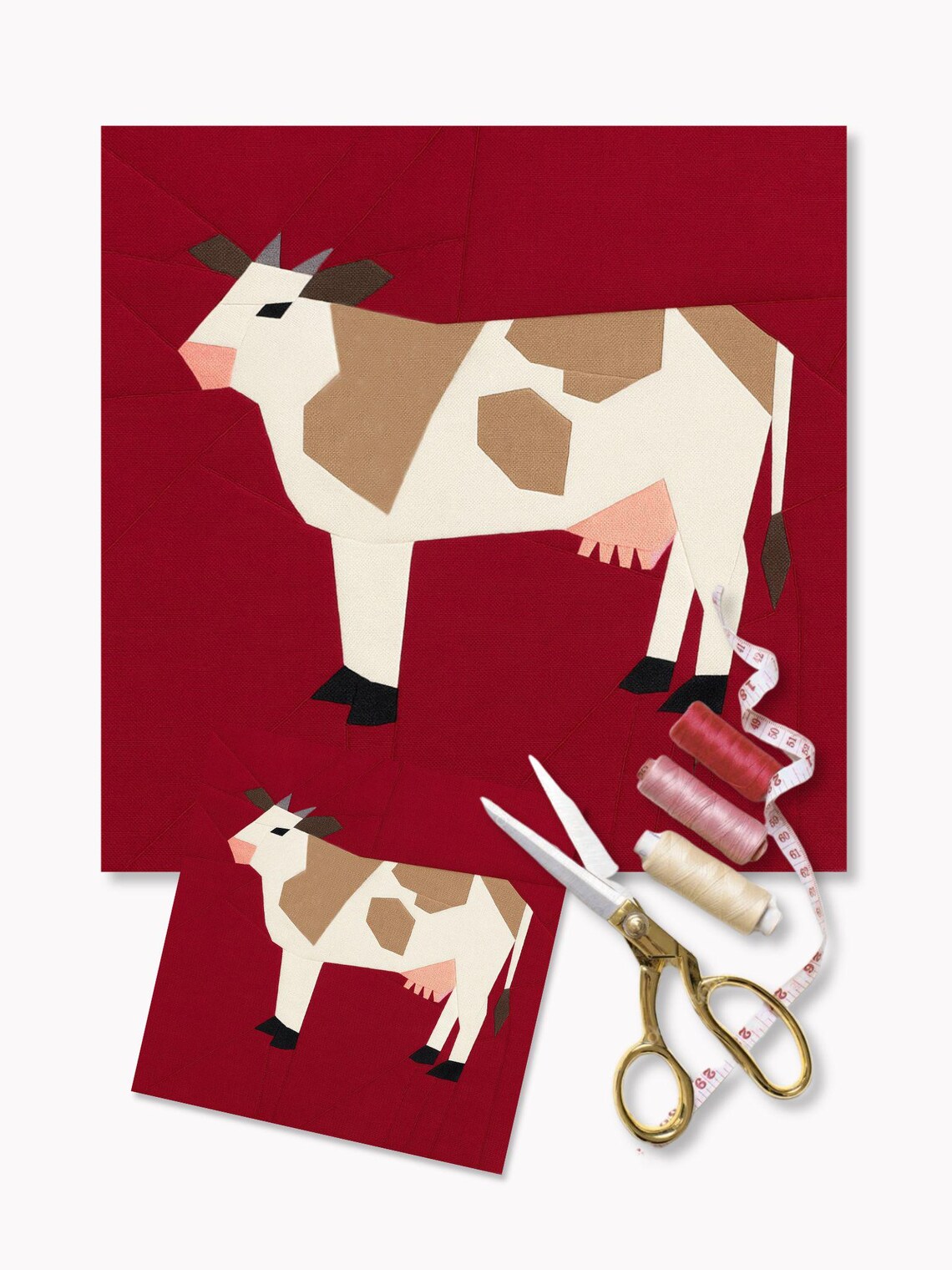 Cow Cattle Quilt Block Pattern, 4 Sizes PDF Instant Download ...