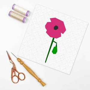 Poppy Quilt Block Pattern, Poppy Pattern, PDF Instant Download, Nursery ...