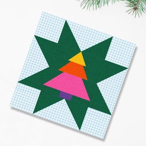 Christmas Tree in Star 5 Sizes PDF Instant Download, Quilt Block ...