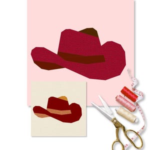 Cowboy Hat Quilt Block, 5 Sizes PDF Instant Download, FPP Patchwork ...