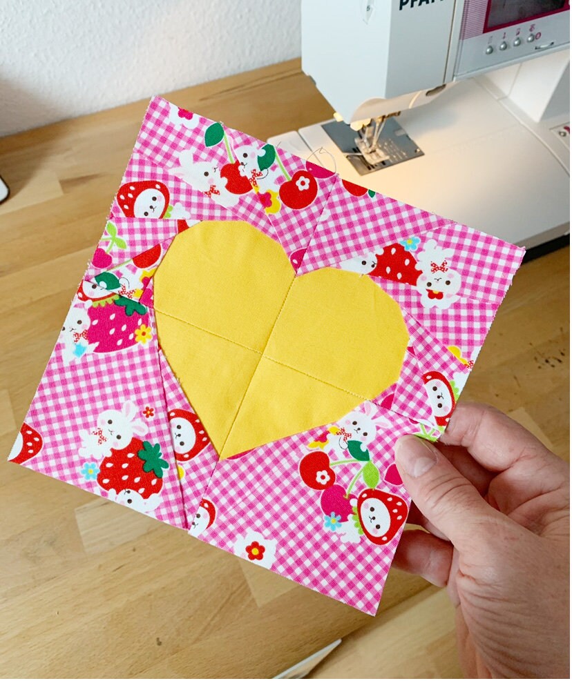 Heart Pattern Heart Quilt Block Pattern PDF Instant | Etsy