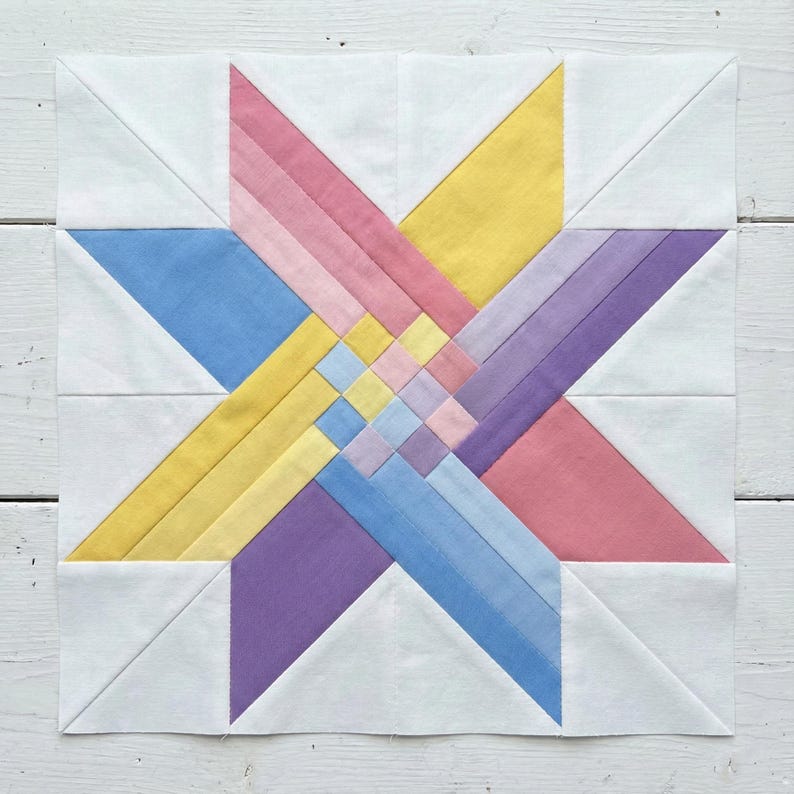 Double Lattice 5 Sizes Woven Star, Quilt Block Pattern: Foundation ...