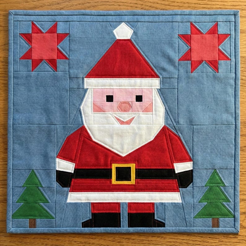 Santa Quilt Block, 3 Sizes PDF Instant Download, Foundation Paper ...