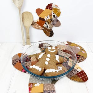 Gingerbread Man Placemat Sewing Pattern: Patchwork Coaster, Mug Rug ...