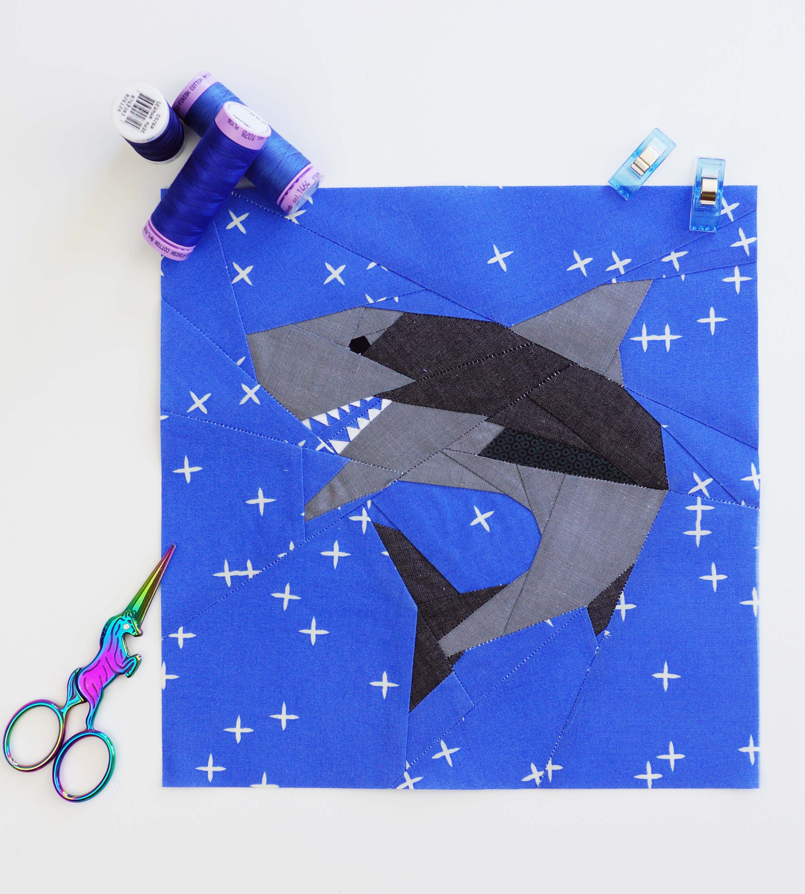 Shark Quilt Block Pattern, PDF Instant Download, Foundation Paper ...