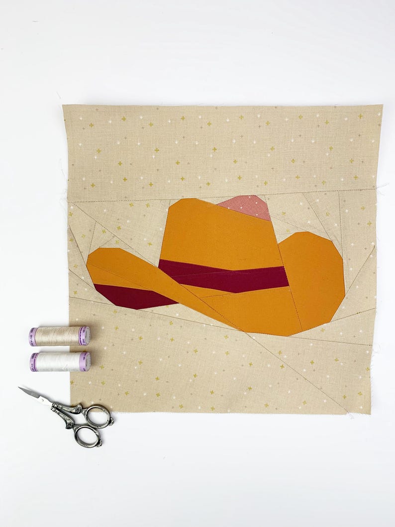Cowboy Hat Quilt Block, 5 Sizes PDF Instant Download, FPP Patchwork ...