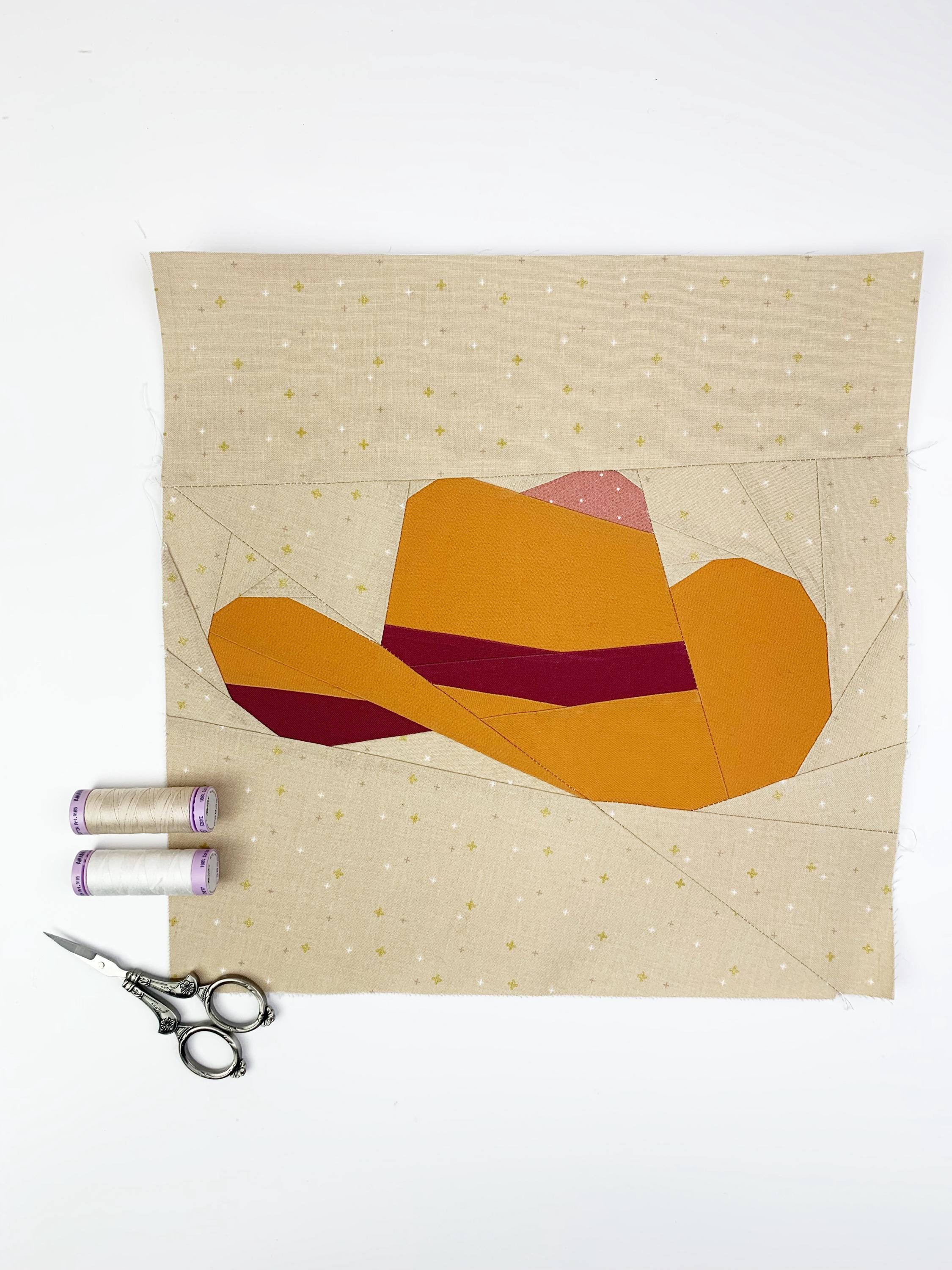 Cowboy Hat Quilt Block, 5 Sizes PDF Instant Download, FPP Patchwork ...
