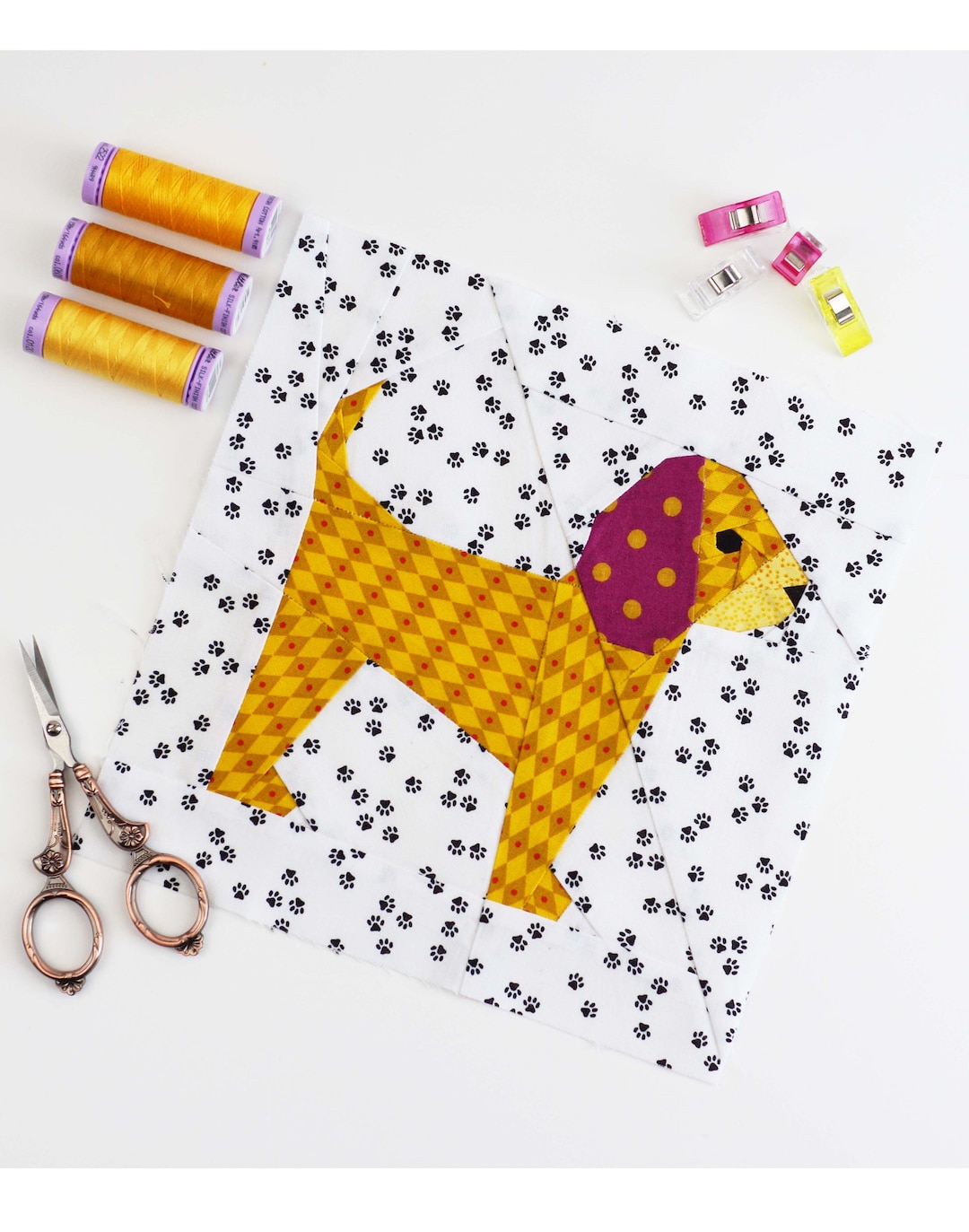 Dog Quilt Block Pattern, PDF Instant Download, Foundation Paper Piecing ...