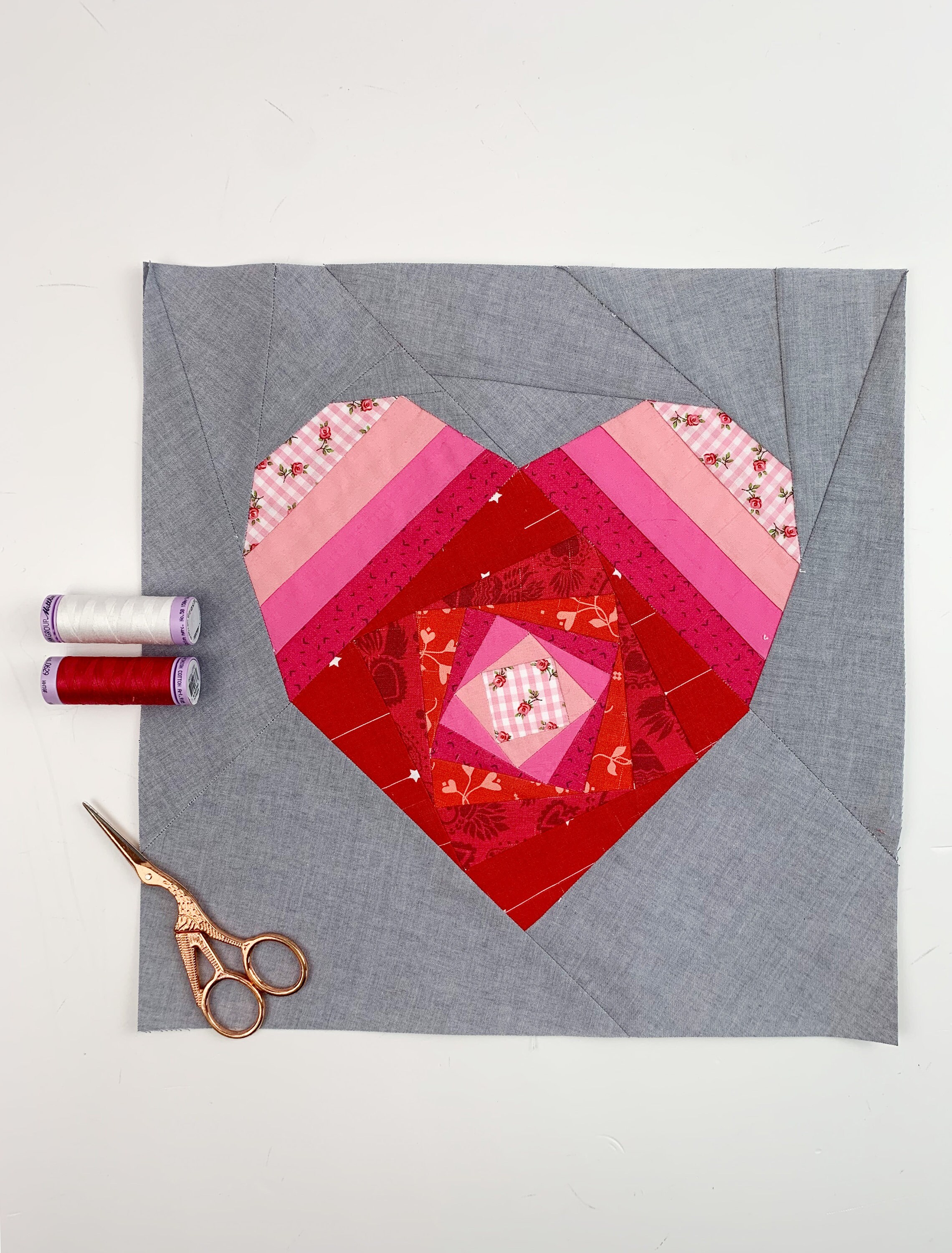 Heart Quilt Block Pattern, 4 Sizes Foundation Paper Piecing (PDF ...