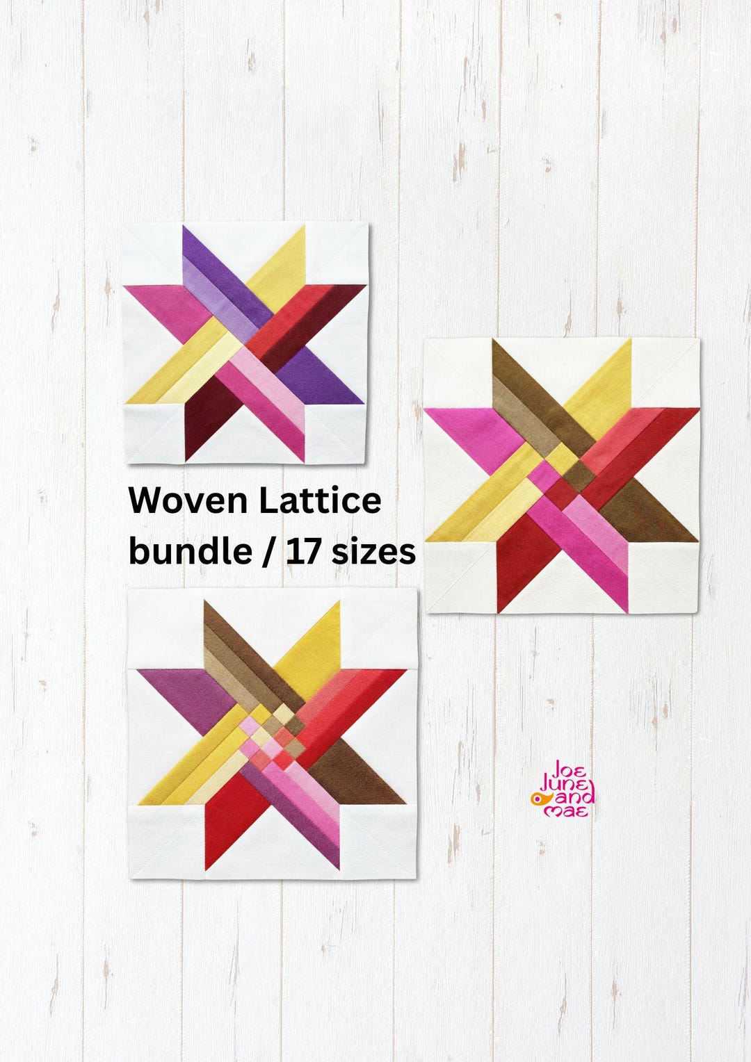 Star Bundle 17 Sizes, Lattice Woven Quilt Block Pattern: Foundation ...
