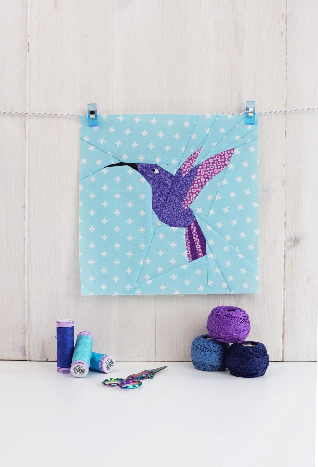 Hummingbird Quilt Block Pattern, PDF Instant Download, Foundation Paper ...