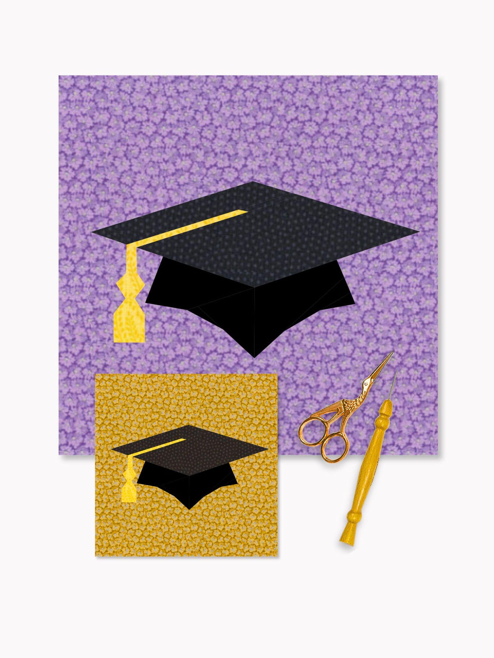 Mortarboard Quilt Block Pattern: Graduation Cap FPP (PDF Download) - Etsy