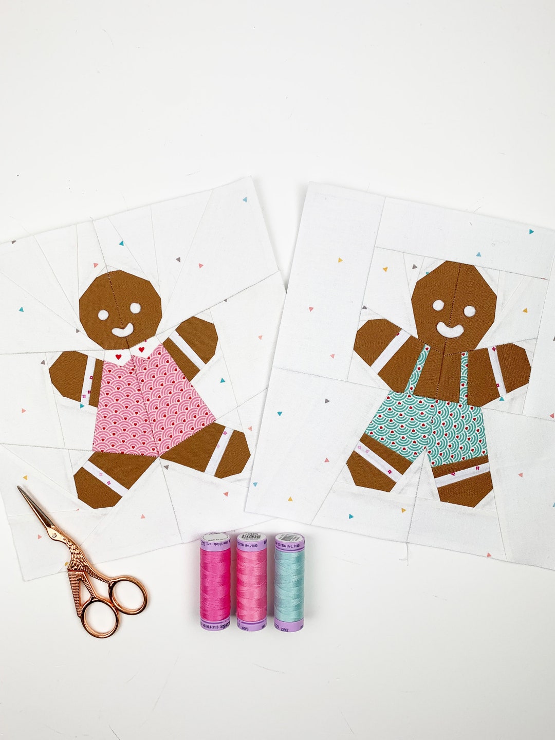 Gingerbread Family Quilt Block Pattern, Set of 3 Pdfpattern Instant ...