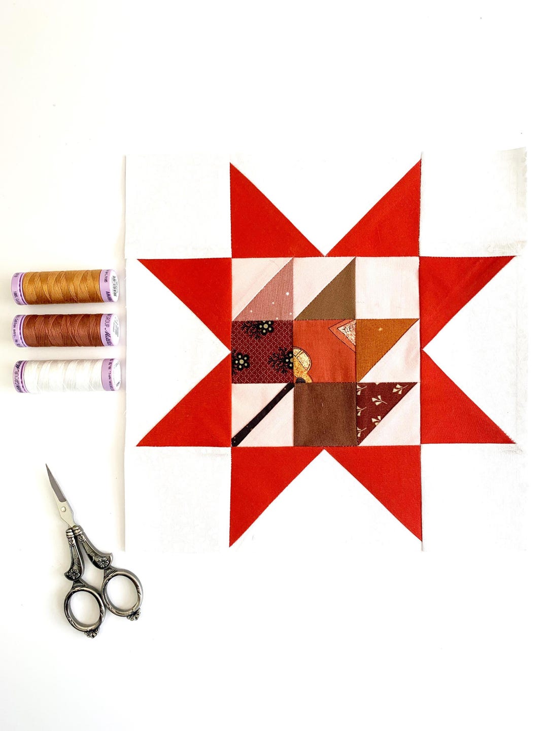Maple Leaf Sawtooth Star Quilt Block: FPP Pattern (PDF Download) - Etsy ...