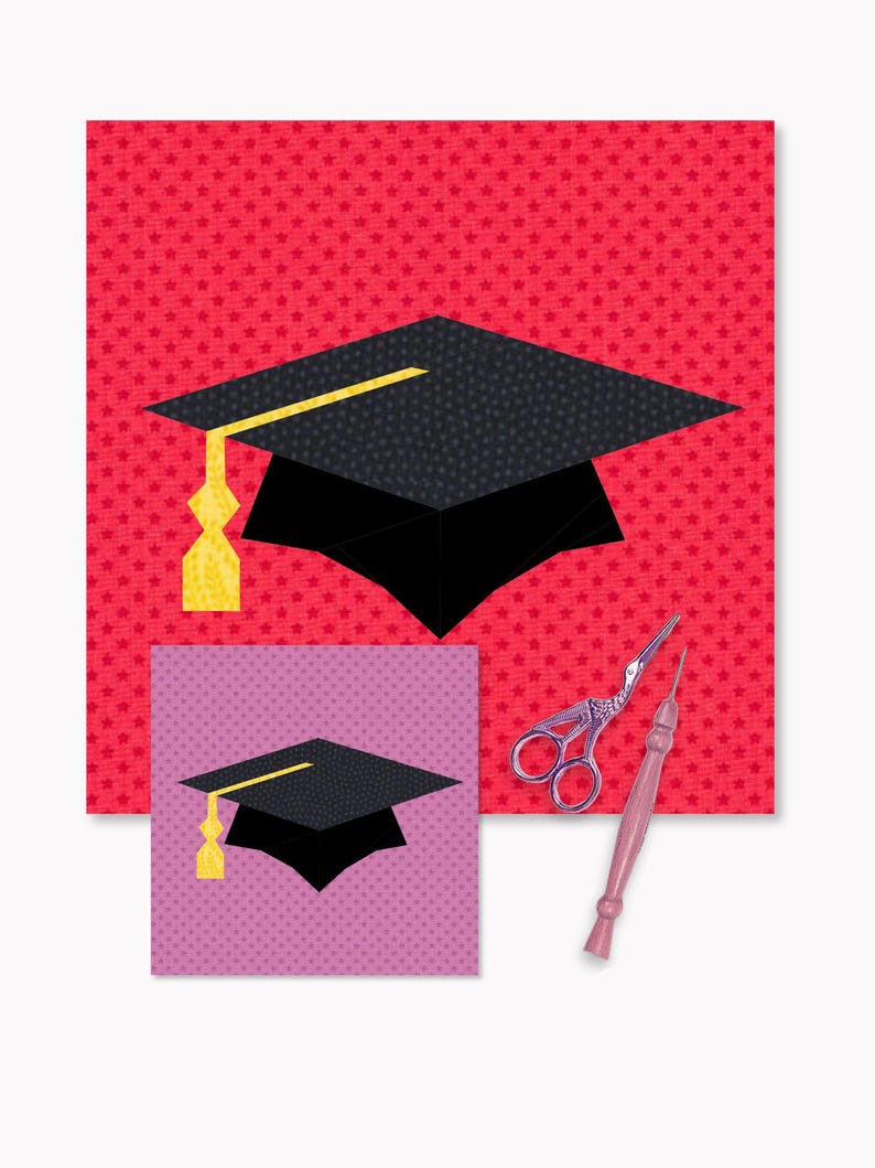Mortarboard Quilt Block Pattern: Graduation Cap FPP (PDF Download) - Etsy