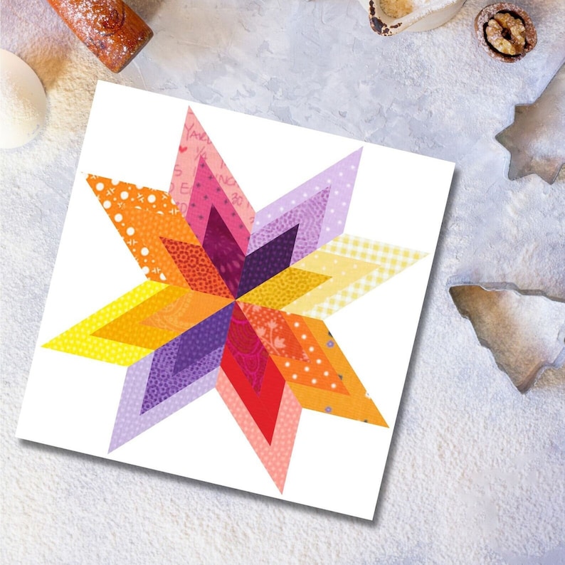 Triple Star Quilt Block, 4 Sizes PDF Instant Download, Foundation Paper ...